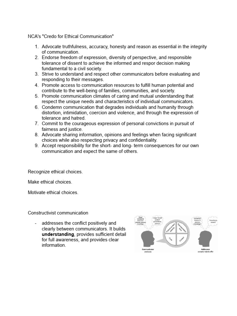 Communication Models and Communication Ethics | PDF | Communication ...
