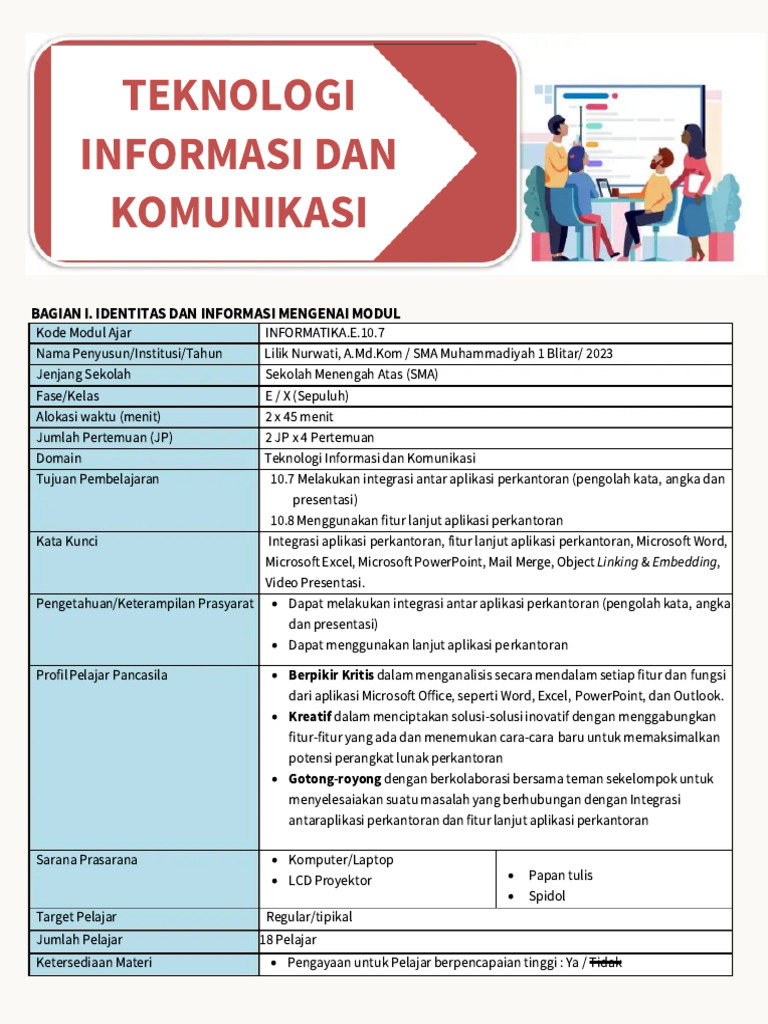 Modul Ajar Informatika Elemen Tik | PDF