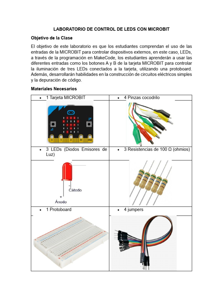 Laboratorio de Control de Leds Con Microbit | PDF | Diodo emisor de luz ...