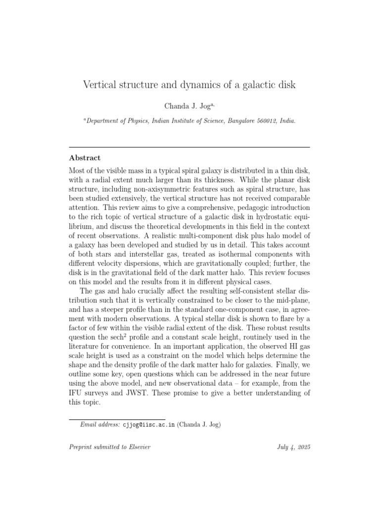 Vertical Structure and Dynamics of A Galactic Disk | PDF | Galaxy ...