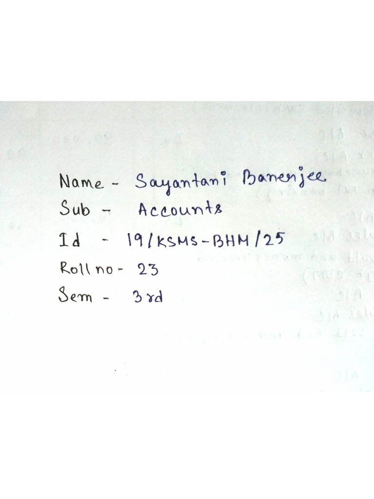 Accounts Assignment BHM 3rd Sem by Sayantani Banerjee | PDF