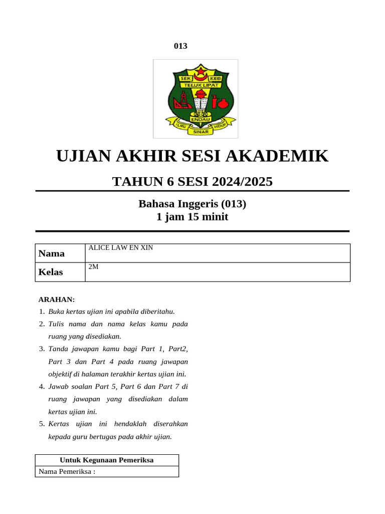 UASA Template SR Year 6 2024 | PDF | Flood