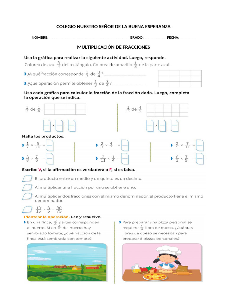 Guia Multiplicacion de Fracciones | PDF