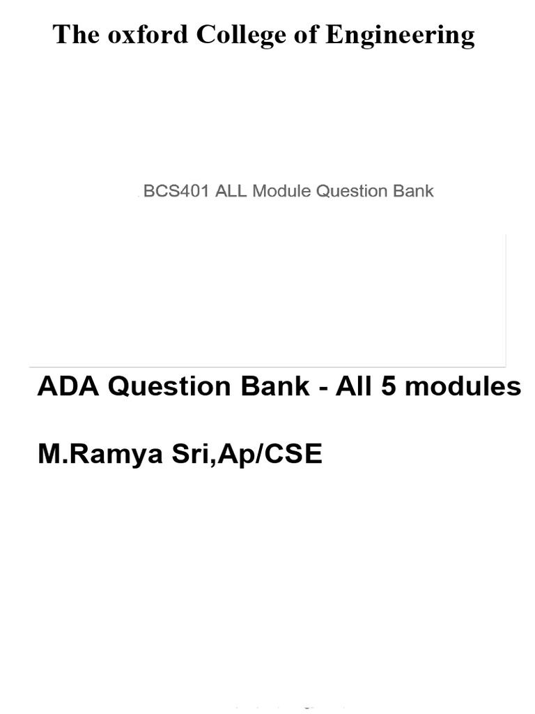 BCS401 ALL Module Question Bank | PDF | Time Complexity | Computational Complexity Theory