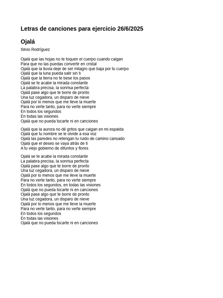 Letras de Canciones | PDF