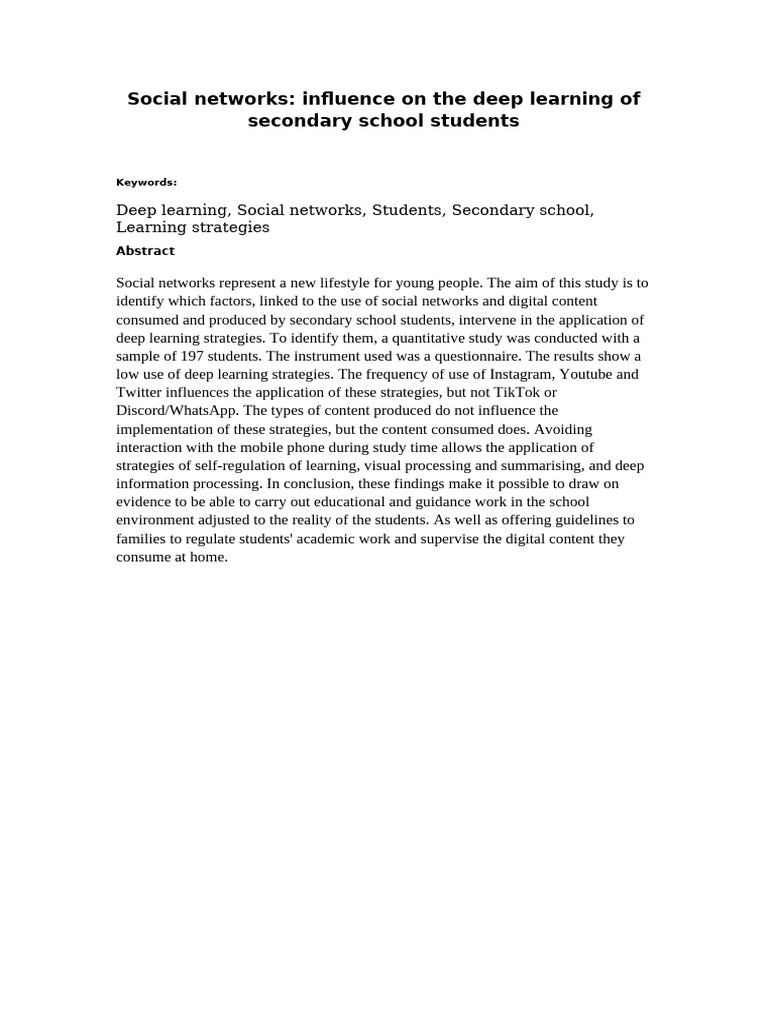 Impact of Social Networks on Student Learning | PDF