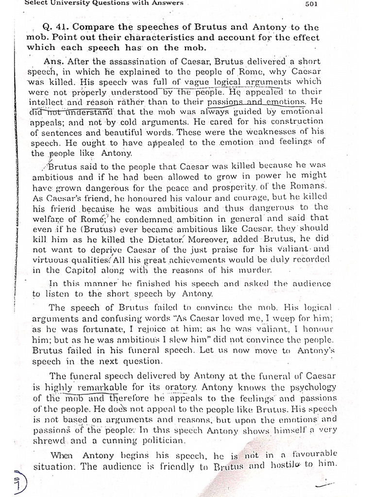 Funeral Speech - Brutus & Antony | PDF