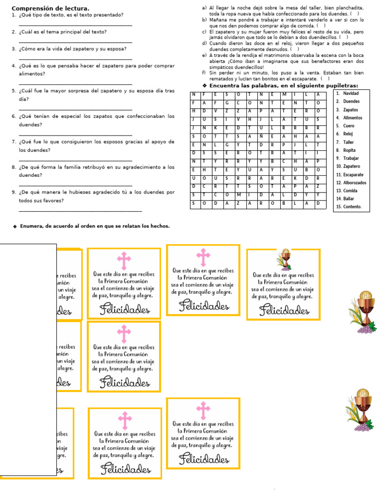 Ficha de El Zapatero y Los Duendes | PDF