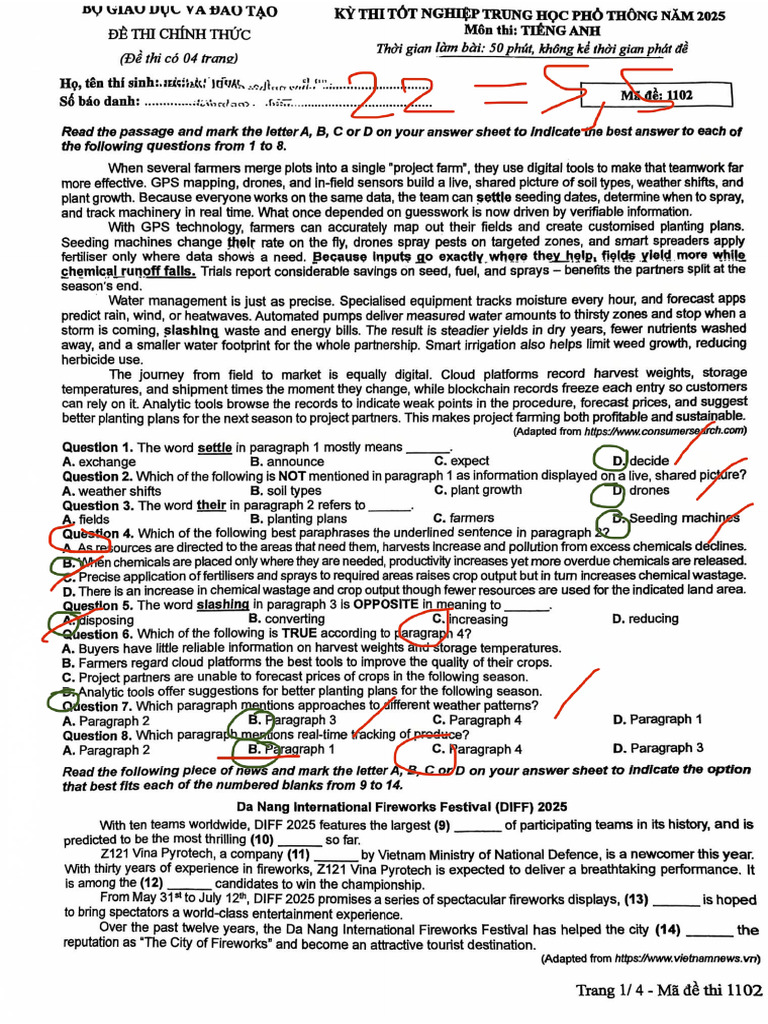 Đề Tốt Nghiệp THPTQG Tiếng Anh 2025 (1102) | PDF
