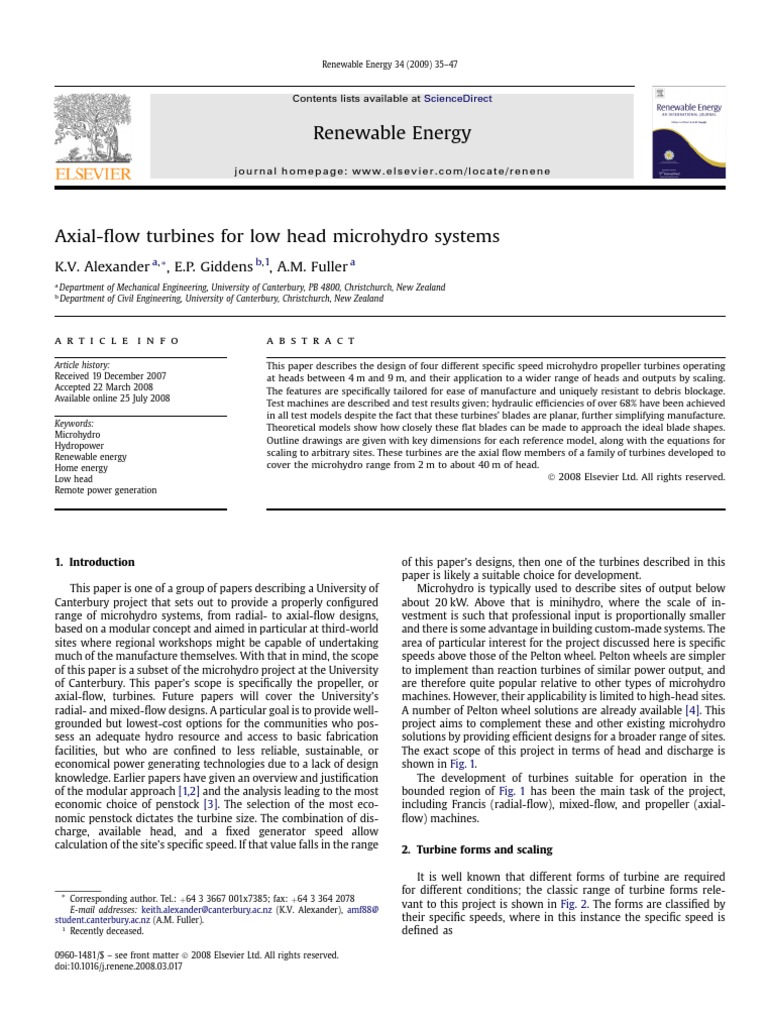 Design and Testing of Axial-Flow Propeller Turbines for Low Head ...