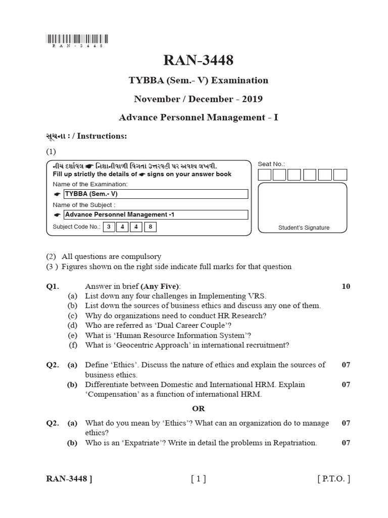 Advance Personnel Management Exam Guide | PDF | Human Resource ...