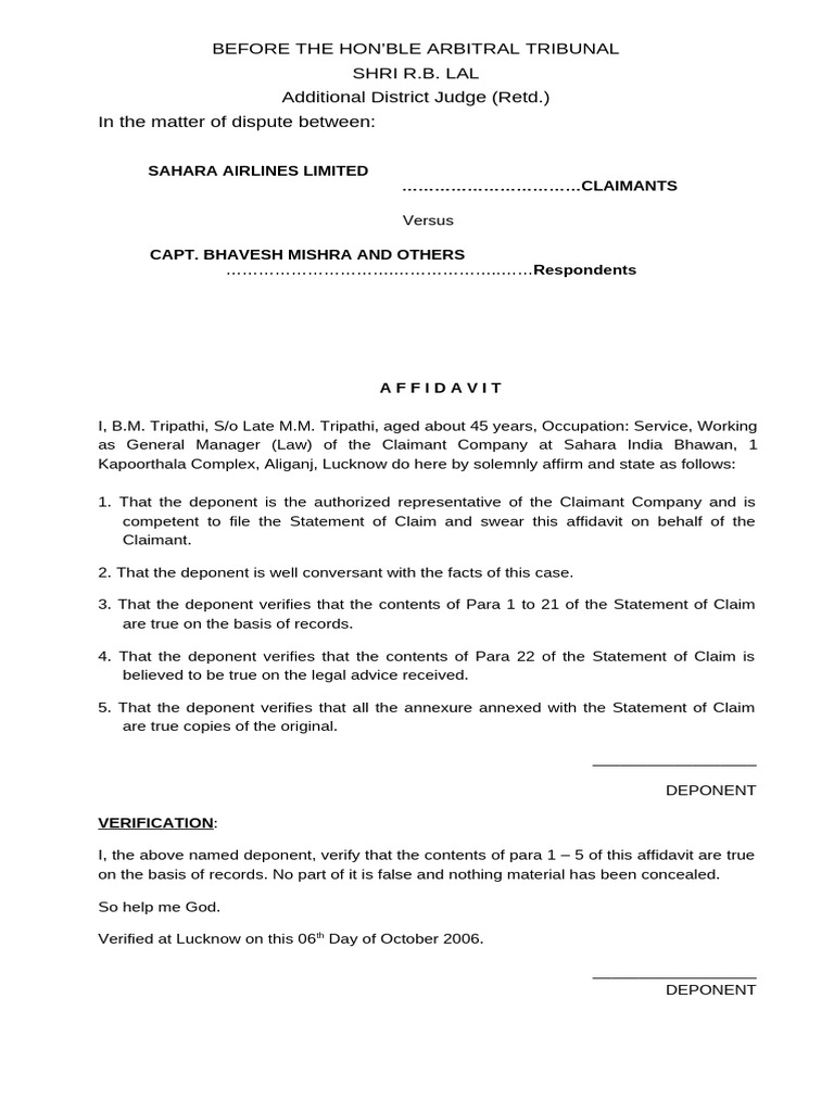 Affidavit - Bhavesh Mishra | PDF