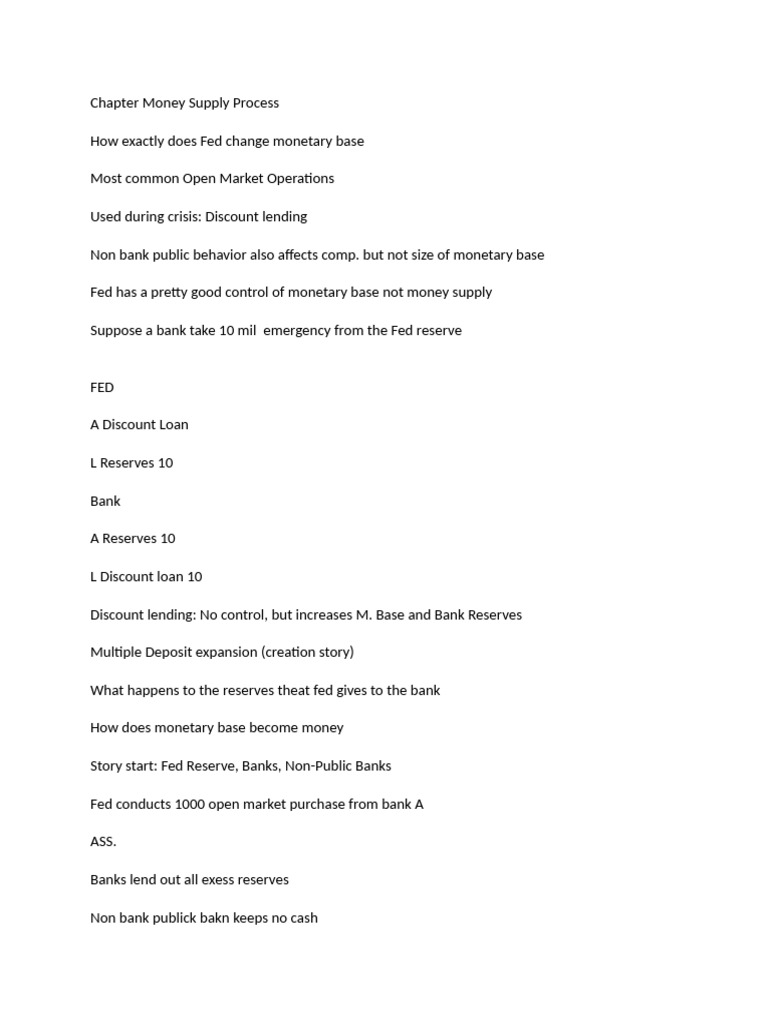 Chapter Money Supply Process | PDF
