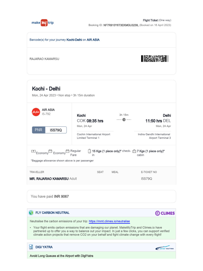 NF7R910Y6T3EKMGU3239 ETicket | PDF | Aviation | Transport