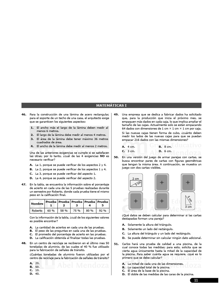 Simulacro de Matemáticas | PDF