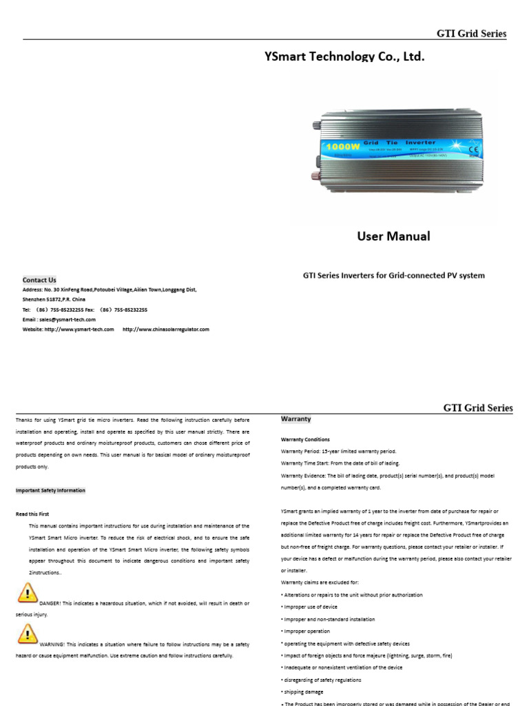 GTI Micro Inverter User Manual | PDF | Power Inverter | Electrical Grid