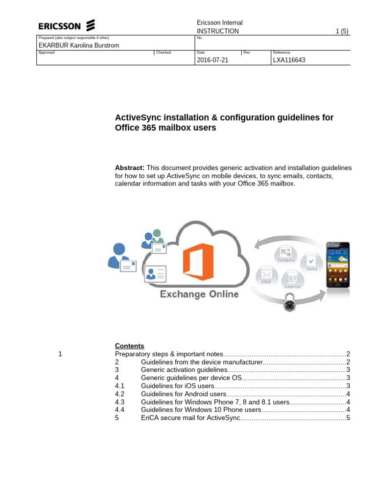 ActiveSync Activation & Installation Guidelines | PDF | Ios | Android ...