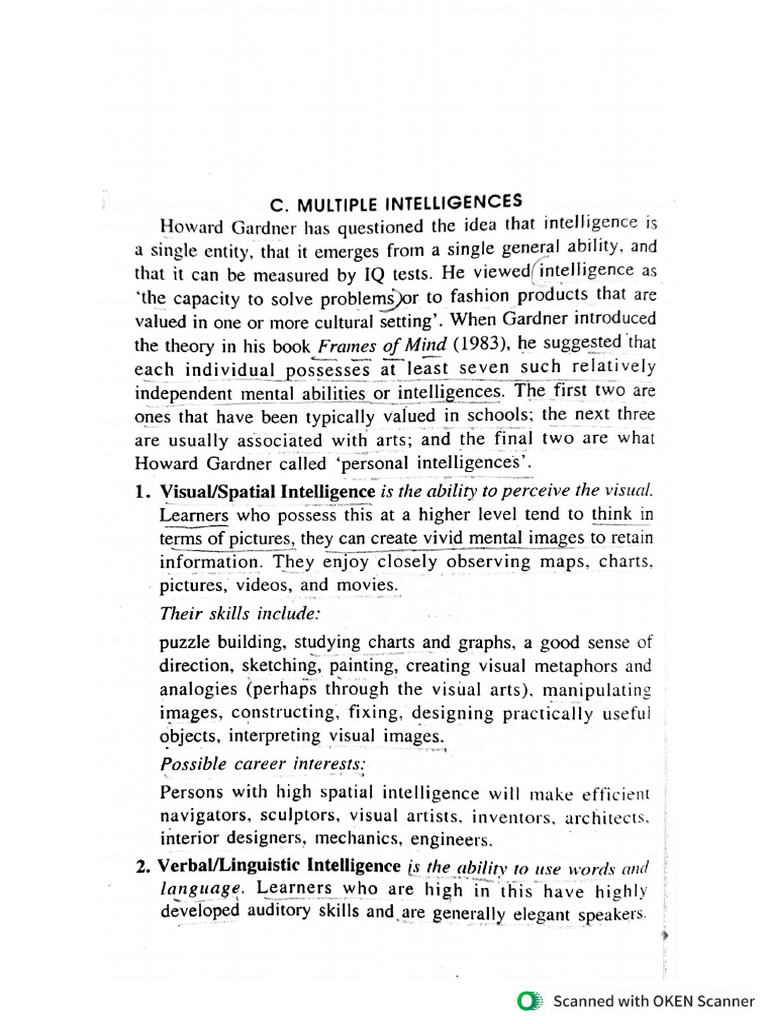 Multiple Intelligences | PDF