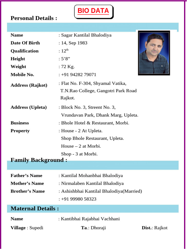 Biodata | PDF