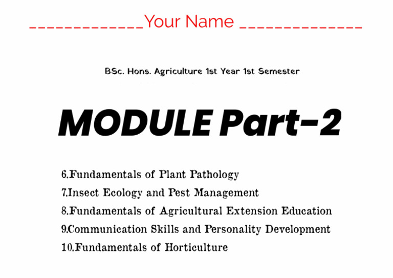 2nd Sem BSC Hons Agriculture MODULES Catalogue | PDF