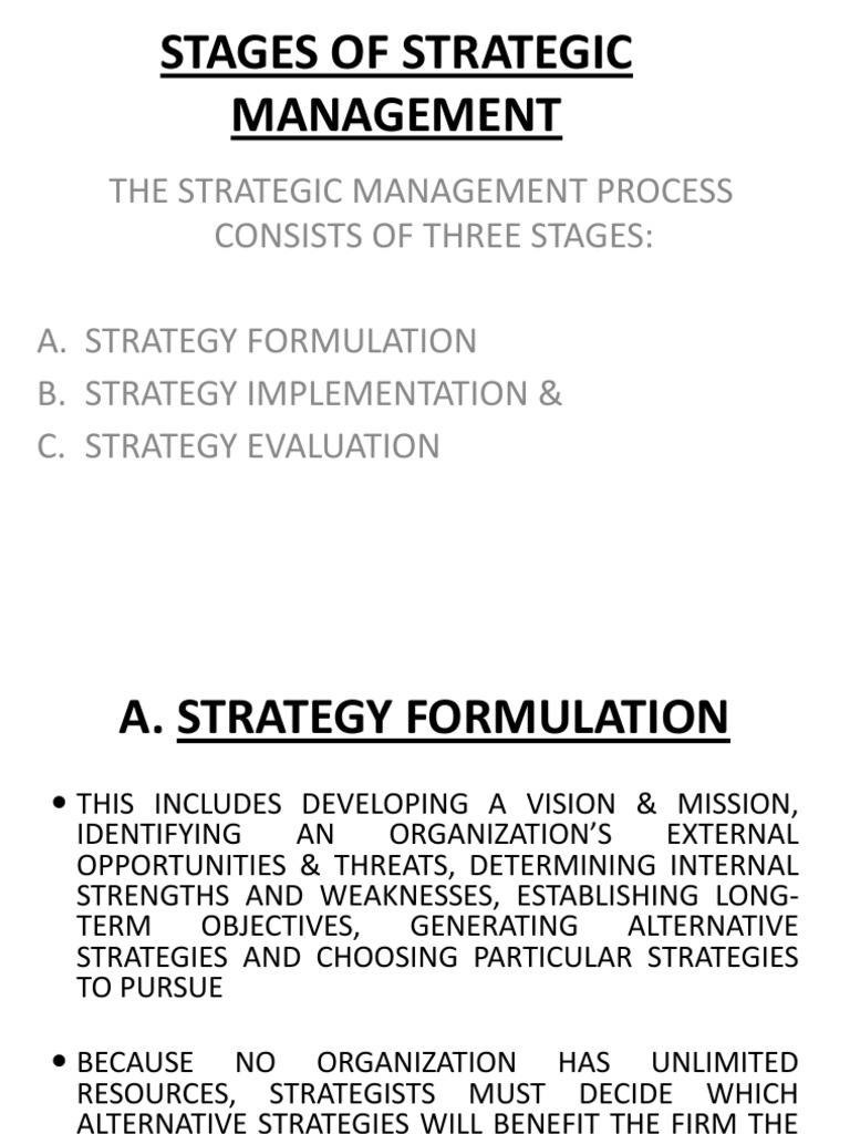 Three Stages of Strategic Management | PDF | Strategic Management ...