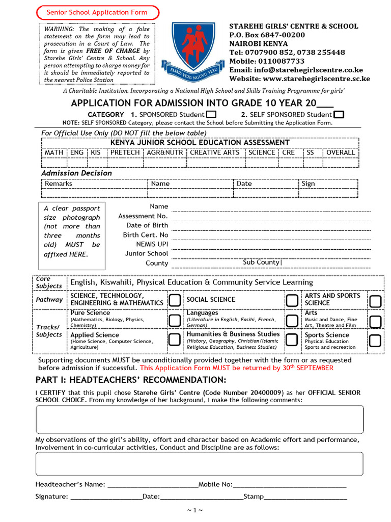 Senior School Admission Application Form | PDF | Legal Guardian