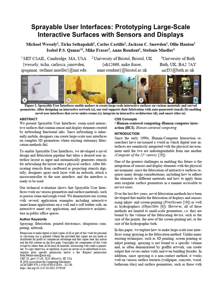 Sprayable User Interfaces for Interactive Surfaces | PDF | 3 D Computer ...