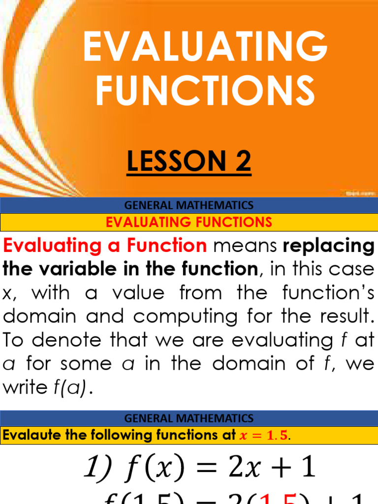 Lesson 2. Evaluates A Function | PDF | Function (Mathematics) | Evaluation