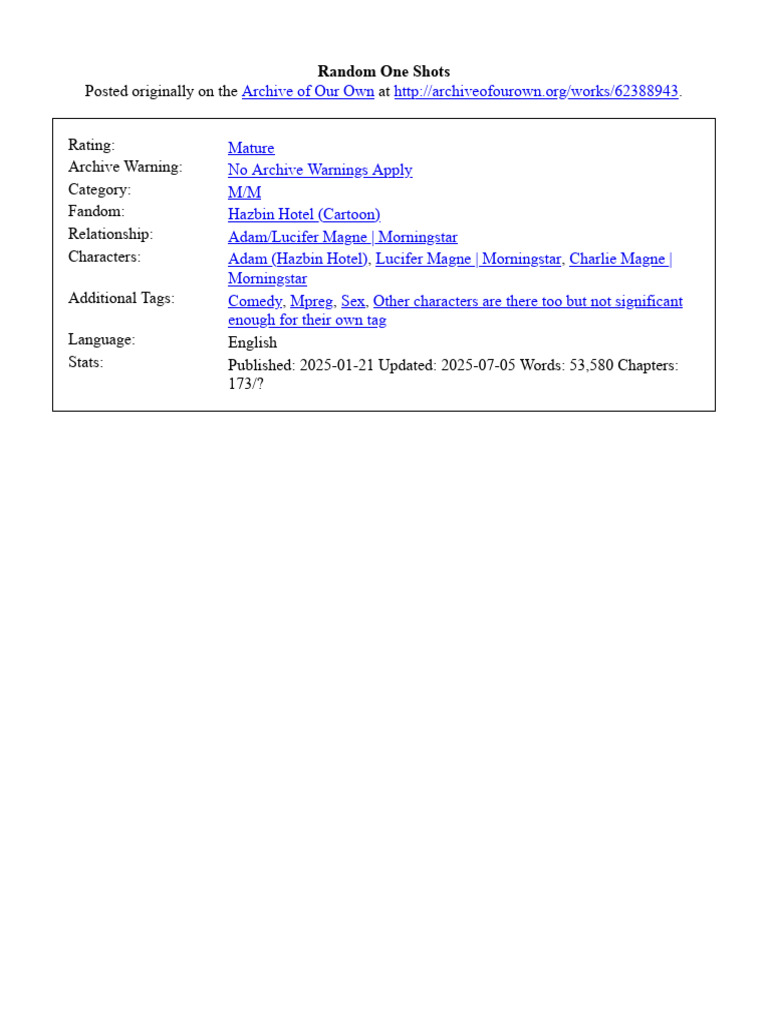 Random One Shots | PDF | Eve | Adam