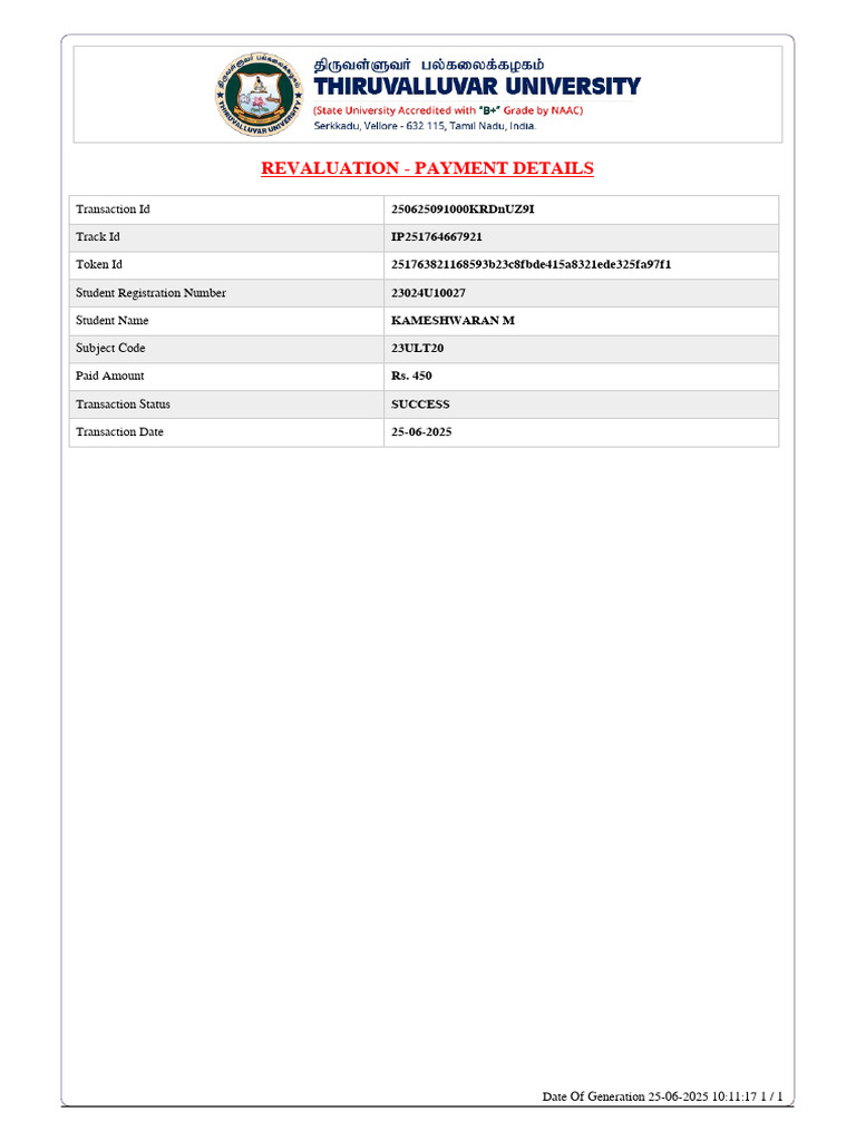 View University Exam Schedule Details | PDF