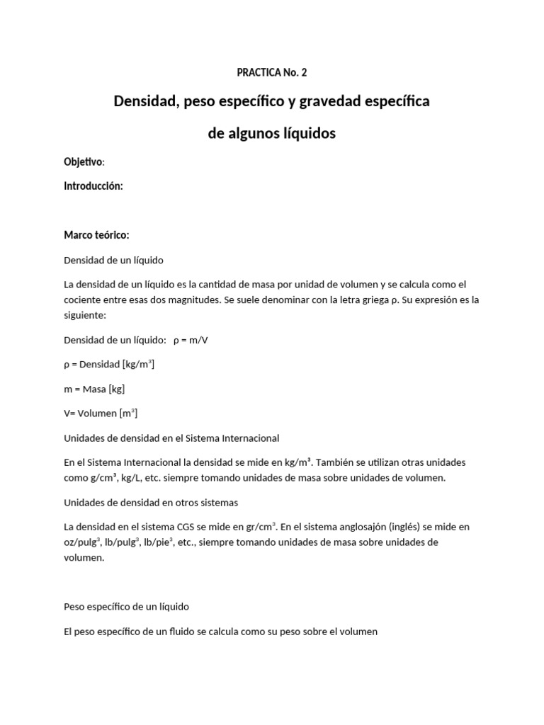 PRACTICA No. 2 | PDF | Densidad | Kilogramo