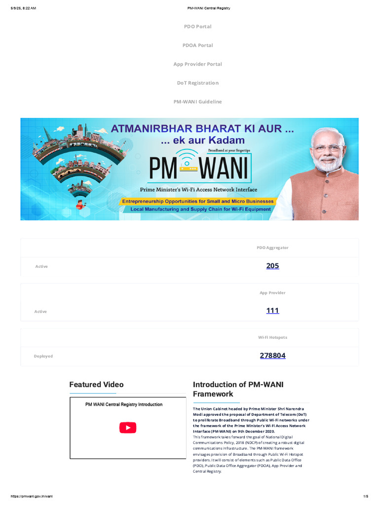 PM-WANI Central Registry | PDF | Wi Fi | Mobile App