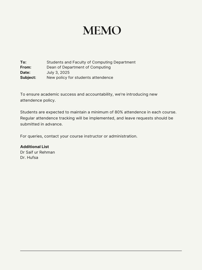 Memo (New Attendence Policy) | PDF
