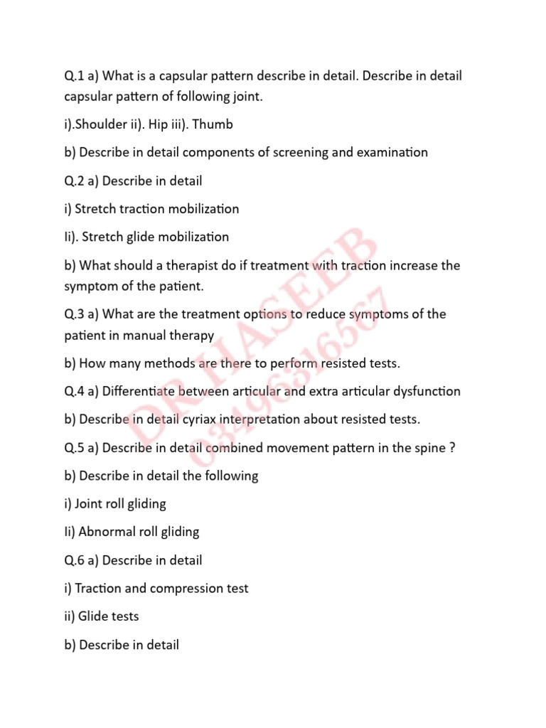 Capsular Patterns and Manual Therapy Techniques | PDF | Vertebral ...