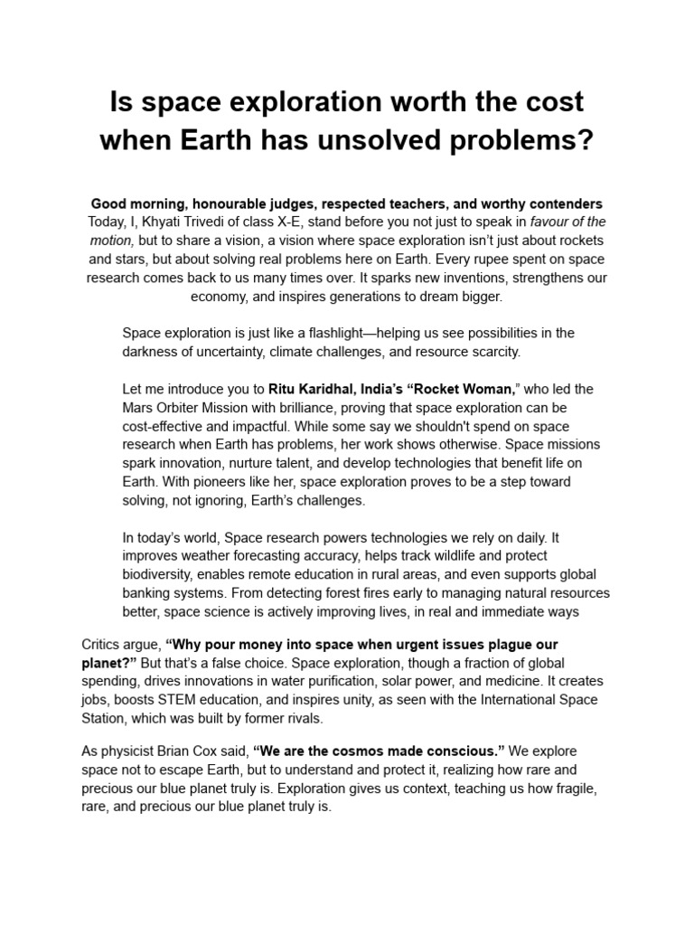 Is Space Exploration Worth The Cost When Earth Has Unsolved Problems ...