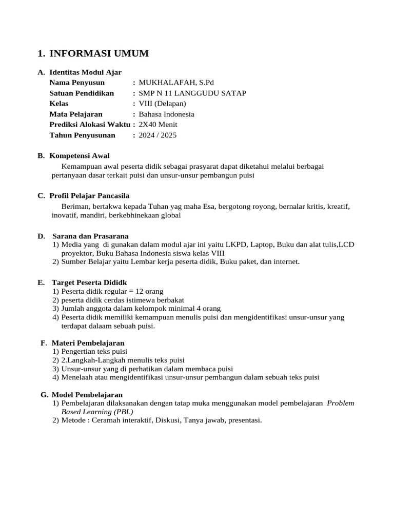 Modul Ajar Muhala Fix | PDF