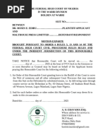 Precedent Notice of Preliminary Objection Sample 1 | PDF | Law