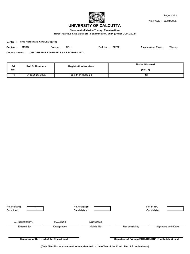 Statement of Marks Theory 315 MSTS 03-04-2025 12-19-14 | PDF