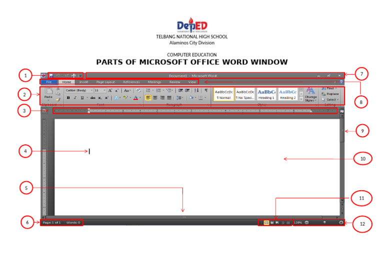 Microsoft Word Window Parts Guide | PDF