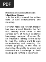 Traditional Literacies | PDF | Literacy | Learning