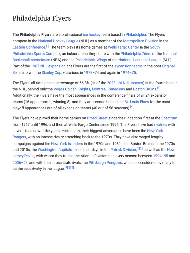 Flyers Retired Numbers Overview | PDF | National Hockey League Teams ...