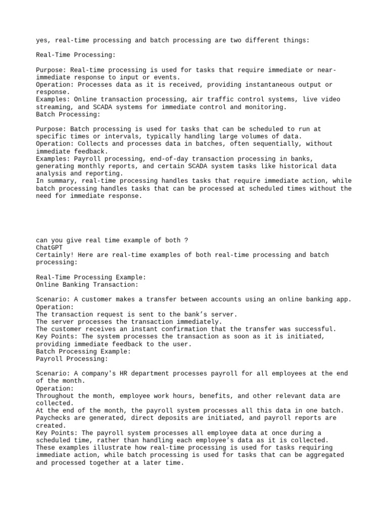 Real-Time Vs Batch Processing | PDF
