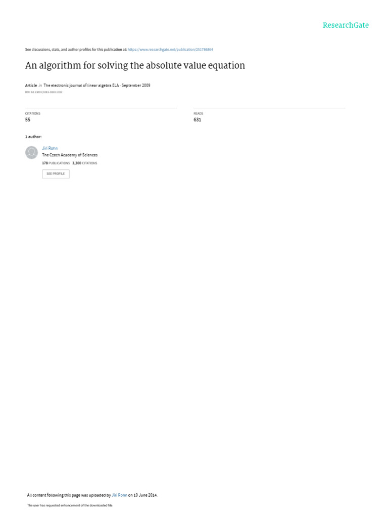 An Algorithm For Solving The Absolute Value Equati | PDF | Equations ...