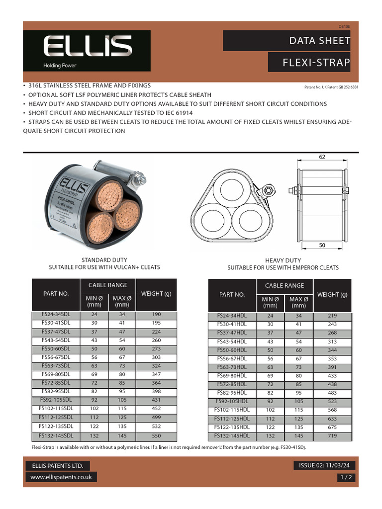 Flexi-Strap Cable Cleats Data Sheet | PDF | Stainless Steel ...