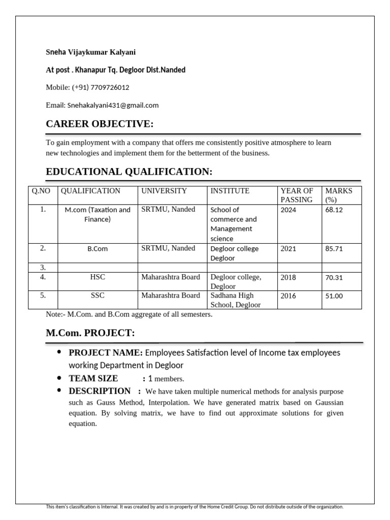 Sneha Resume | PDF | Numerical Analysis