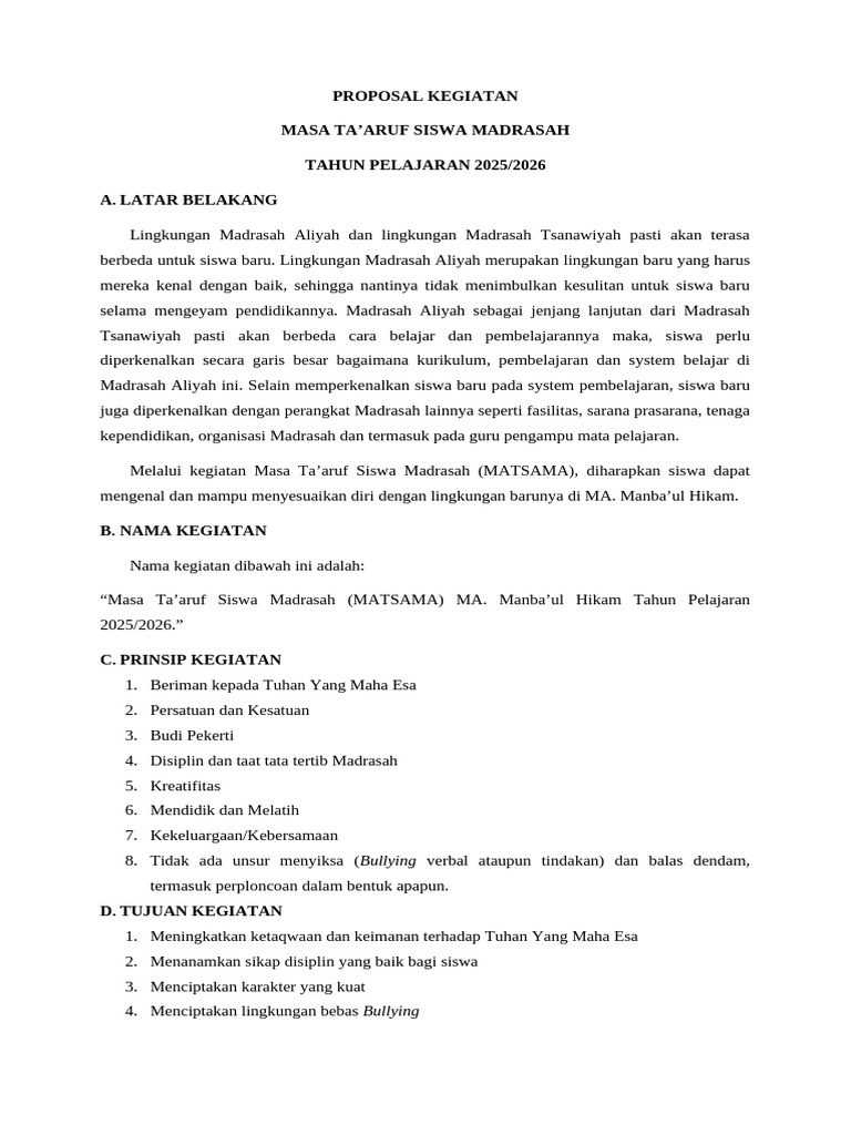 Proposal Matsama 20252026 | PDF