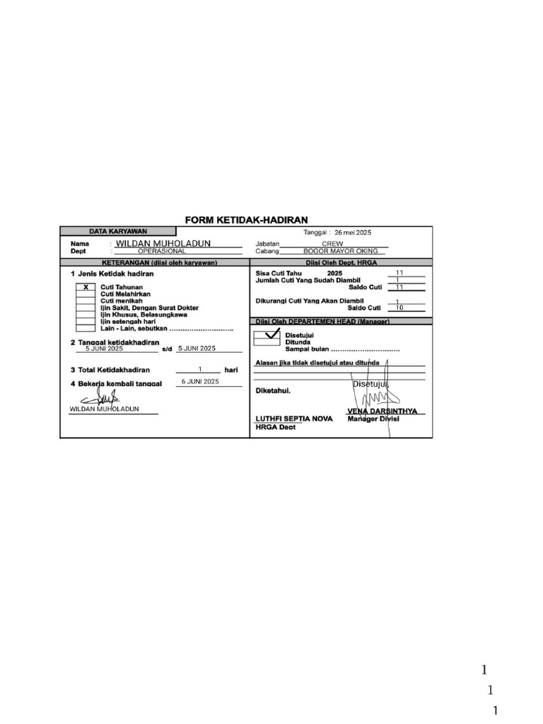 Form Cuti Wildan-2 | PDF