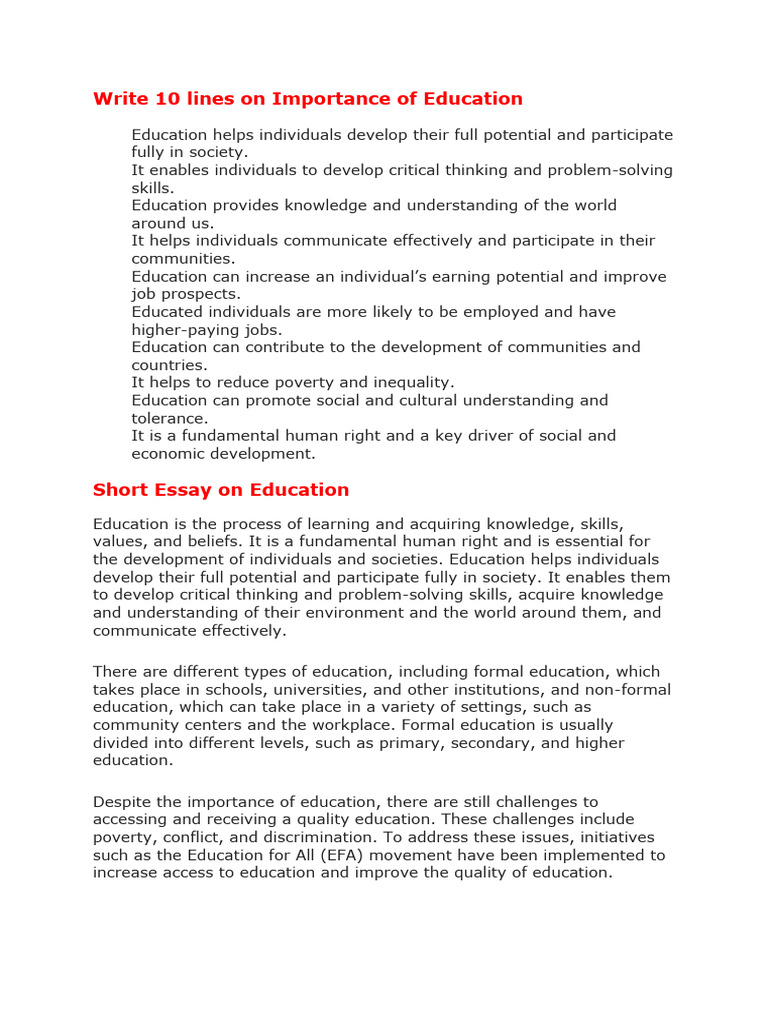 Importance of Education in Society | PDF