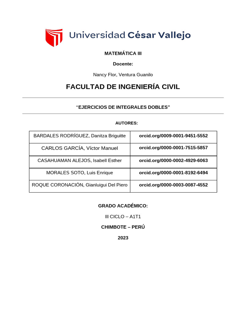 Matematica III Ejercicios de Integrales Dobles Practica | PDF