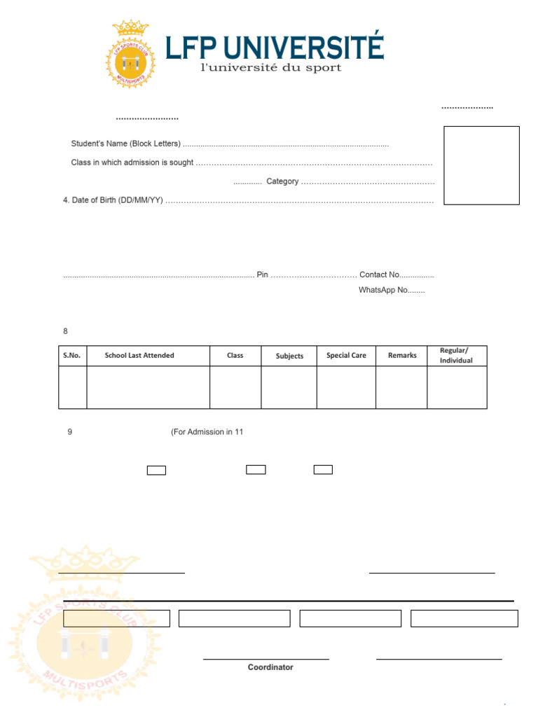 LFP Admission Application Form | PDF | Justice | Crime & Violence